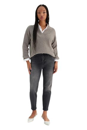 Trendyol Trendyol Womens Damen Gerade Mama Hohe Taille Jeans, Black, 32