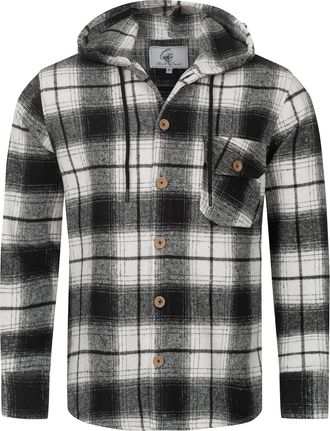 Rock Creek Herren Hemd Kariert Kapuzenhemd Karohemd Herrenhemd Flanell Hemden Holzf&auml;llerhemd &Uuml;bergangsjacke Langarm Kariert Winter H-326 Schwarz 5XL