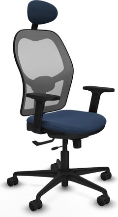 Piqueras y Crespo B&uuml;rostuhl mit 2D-Armen, h&ouml;henverstellbarer Lendenwirbelst&uuml;tze und festem Kopfteil, ausgestattet mit Syncro/Traslack und injiziertem Schaumstoff, Grau/