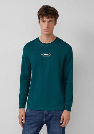 s.Oliver Langarmshirt T-Shirt Longsleeve aus Baumwolle mit Rippbündchen und Logo