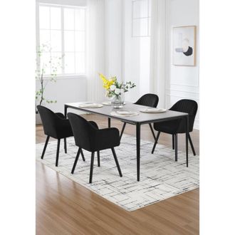Woltu Esszimmerst&uuml;hle 4er Set, K&uuml;chenstuhl mit Armlehne R&uuml;ckenlehne, Polsterstuhl Wohnzimmerstuhl, bis 150 kg belastbar, aus Samt Holzbeine, f&uuml;r Esszimmer