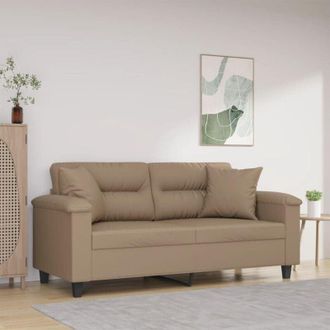 vidaXL 2-Sitzer-Sofa mit Zierkissen Cappuccino-Braun 140 cm Kunstleder Vidaxl