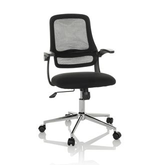 hjh OFFICE B&uuml;rostuhl mit klappbaren Armlehnen Miko B ECO Drehstuhl h&ouml;henverstellbar, atmungsaktive R&uuml;ckenlehne, Lendenwirbelst&uuml;tze, Schwarz