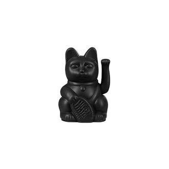 Donkey Lucky Cat Mini Black - Schwarze Winkekatze, Maneki Neko, 9,8 cm gro&szlig;