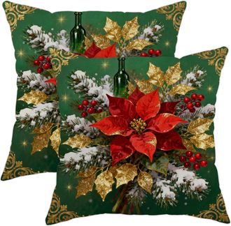 Generic Weihnachtsstern-&Uuml;berwurf-Kissenbez&uuml;ge, Weihnachtsmotiv, Weihnachtsmotiv, Weihnachtsmotiv, Weihnachtsmotiv, mit verstecktem Rei&szlig;verschluss, f&uuml;r Zuhause