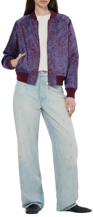 Scotch & Soda Damen Printed Reversible Jacket Bomber, Blue Mountain Paisley Lake Blue, S