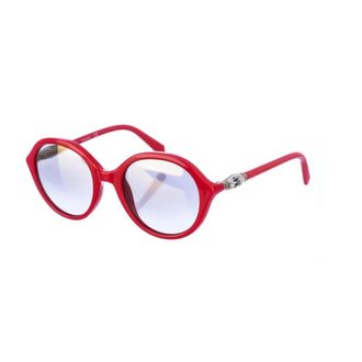 Swarovski Oval geformte Granat Sonnenbrille mit gelben Gl&auml;sern - - Accessories - Damen - Rot - ONE SIZE