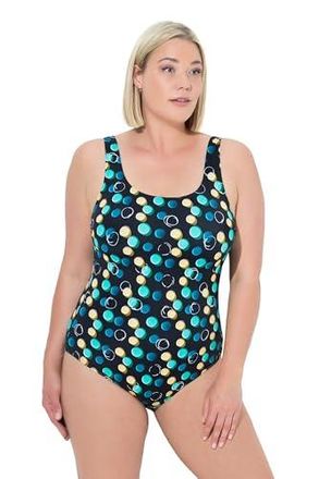 Ulla Popken Badeanzug Alice, Dg, Bubbles Ensemble Bikini pour Femme, Noir, 40/42