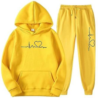 Generic Ensemble Sweat Jogging Femme, Costume de Jogging pour Femme, Sweat &agrave; Capuche, Pantalon avec Poches de surv&ecirc;tement, Haut &agrave; Manches Longues, 2 pi&egrave;ces Gr