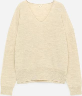 Arket Pullover Aus Wolle Und Baumwolle Mit V-Ausschnitt -Wei&szlig;