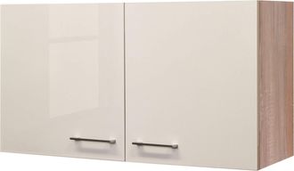 Flex-Well Hängeschrank Nepal - Küchenschrank - 2-türig - Breite 100 cm - Creme glänzend/Eiche Sonoma