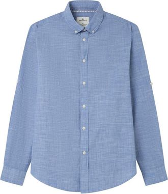 Springfield Herren Cotton Slub Shirt with Tree Embroidery Besticktes Hemd, blau, XL