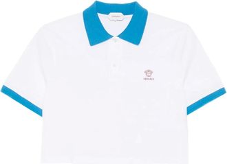 Versace Femme, Tops, Blanc, Taille: 38 FR Polo en Piqu&eacute; de Coton Brod&eacute;