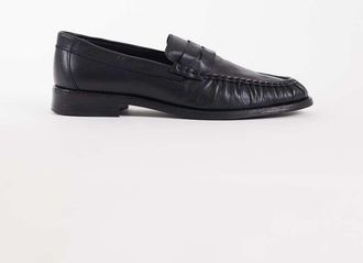 Noak Made in Portugal - Leder-Loafer in Schwarz mit gerafftem Schuhblatt