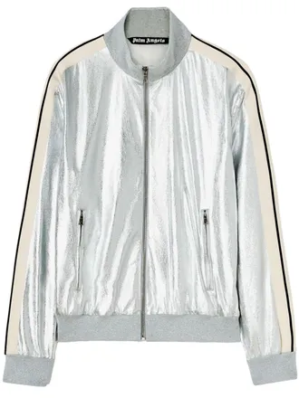 Palm Angels veste en cuir &agrave; fini m&eacute;tallis&eacute; - Argent