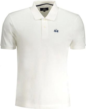La Martina Homme, Tops, Blanc, Taille: M Polo &agrave; manches courtes blanc brod&eacute;