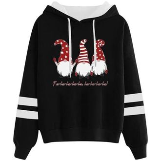 Generic Sweat &agrave; capuche imprim&eacute; de No&euml;l &agrave; manches longues pour femme | Sweat &agrave; capuche festif, Noir, XXL