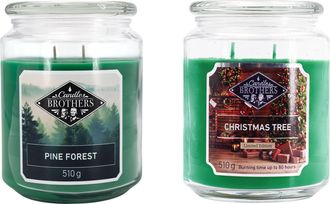Candle-Brothers Duftkerzen Set Weihnachten | Pine Forest & Christmas Tree | Tannenduft & Winterduft | 2 x 510g | 100h Brenndauer | Geschenkset f&uuml;r Weihnachten & Winte