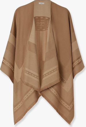 Fendi Wool and cashmere poncho with jacquard manufacturing - FENDI - gender_Woman