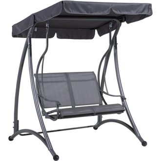 Beliani Balancelle de Jardin ou Terrasse 2 Places en Acier et Textile Gris avec Baldaquin Int&eacute;gr&eacute; pour Ext&eacute;rieur de Style M&eacute;diterran&eacute;en Beliani