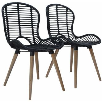 vidaXL Esszimmerst&uuml;hle 2 Stk. Schwarz Natur Rattan Vidaxl