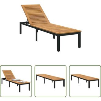 vidaXL Akazienholz - Sonnenliege Schwarz 200 x 55 x 35 cm Massivholz Akazie