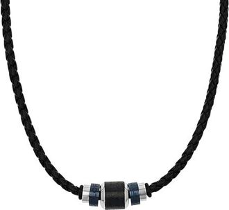 Tom Tailor Tom Tailor 2100684 Chaîne avec pendentif pour homme en acier inoxydable et cuir Bicolore 47 + 5 cm Idée cadeau