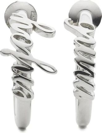 Maison Margiela Femme, Accessoires, Gris, Taille: ONE Size Lettering Hoop Earrings