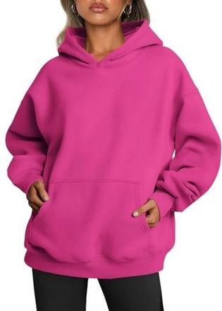 Generic Sweat &agrave; capuche dhiver pour femme, grande taille, doublure en polaire, chandail &agrave; capuche confortable, v&ecirc;tements dhiver, rose rouge, XL