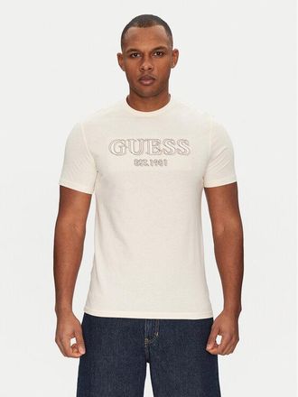 Guess T-Shirt M5GI07 I3Z14 Écru Slim Fit