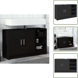 vidaXL The Living Store Waschbeckenunterschrank Schwarz 90x29x55 cm Holzwerkstoff - Holzwerkstoff