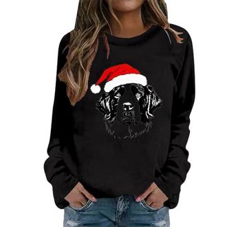 Generic Sweat-Shirt du Cou Décontracté en Polar Doux pour Femme - ConfortOptimal et Détails Raffinés Parfait Quotidien et Lors des Fêtes (Black, XXXL)