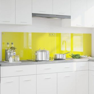 vidaXL K&uuml;chenr&uuml;ckwand 2 pcs Gelb 100 x 50 cm Geh&auml;rtetes Glas vidaXL