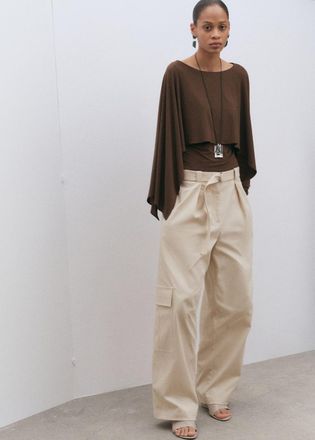 Mango Chemisier manches trois-quarts marron - Femme - XS - MANGO