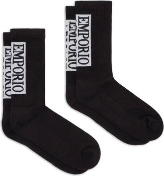 Emporio Armani Homme, Sous-vêtements, Noir, Taille: ONE Size Lot de deux paires de chaussettes basiques en tissu éponge