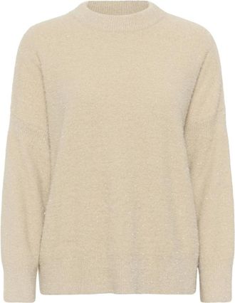 Saint Tropez Femme, Pulls, Beige, Taille: 40 FR Tricot ras du cou