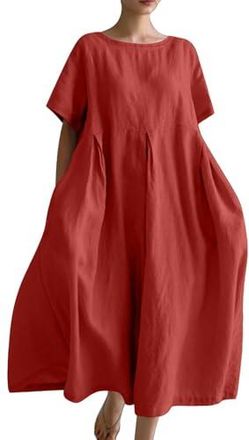 Generic Robe Été Femme Fleurie Ample A-Line Imprimé Floral Ete Robe dété Robe Fluide Manches Courtes Nouveauté 2024 Pas Cher Maxi Dress Robes Casual Tendance 