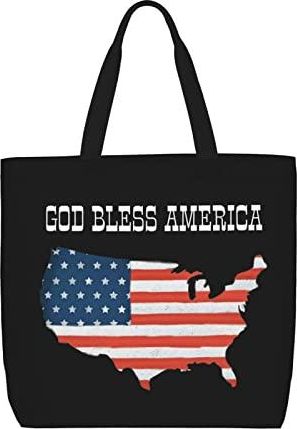 Generic Sac De Courses Que Dieu B&eacute;nisse LAm&eacute;rique! &Eacute;tats-Unis Patriotiques Sac De Shopping Personnaliser Avec Poign&eacute;es Sacs En Toile, Pour &Eacute;cole, Filles, Voya