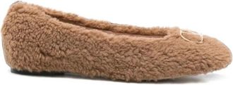 Valentino Garavani Femme, Chaussures, Brun, Taille: 36 EU Ballerine VLogo en teddy