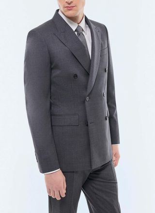 Fursac Veste de costume crois&eacute;e laine fil &agrave; fil - Taille 44 - Homme