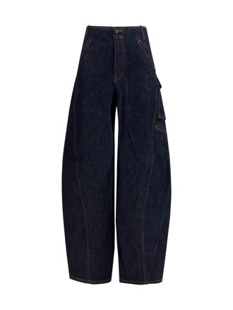 Self Portrait Womens Cargo Jeans Blue Denim Cotton