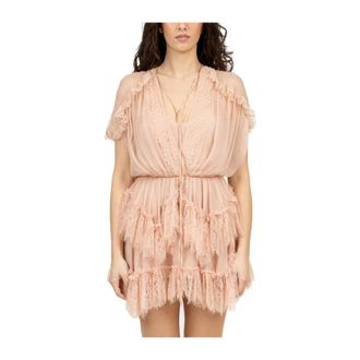 Amen Femme, Robes, Rose, Taille: 34 FR Robe Courte en Georgette de Soie