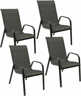 Happy Garden Happy Garden - Lot de 4 chaises de jardin en textil&egrave;ne gris - Aluminium anthracite - Hauteur dassise 43 cm - Charge max 120 kg