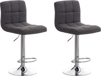 Clp 2er Set Barhocker Peru Mit Stoffbezug I Drehbare, Höhenverstellbare Barstühle Mit Lehne & Metallgestell In Chrom-Optik, Farbe:hellgrau