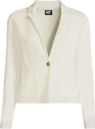 Lands End Feinstrick-Blazer aus Baumwolle, Damen, Größe:52-54 plus, Weiß, by Lands End