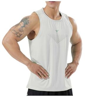 Generico D&eacute;bardeur d&eacute;t&eacute; sans manches pour homme, s&eacute;chage rapide, &eacute;lastique et respirant, sans manches, blanc, XXXL