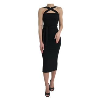 Dolce & Gabbana Schwarzes Sheath Halter Midi Kleid - - Dresses - Damen - Schwarzk - L