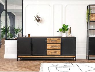 BOBOCHIC Buffet 3 portes 200 cm BEAUBOURG bois massif de manguier