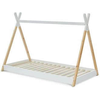 Sweeek Lit Tipi en bois massif. pin naturel blanc - sommier inclus. 90x190cm - Tobias