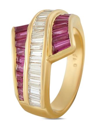 Luxury Bazaar 18kt Gelbgoldring mit Diamant und Rubin